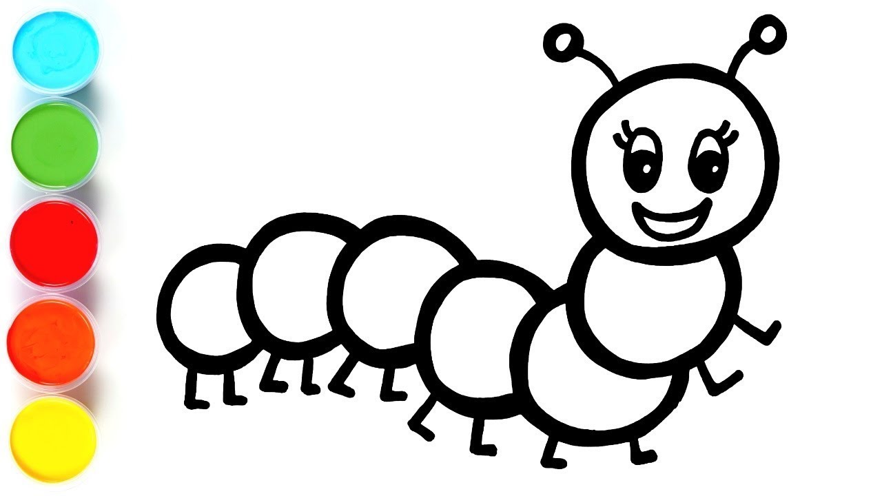 Caterpillar Rainbow Drawing, Painting, Coloring for Kids & Toddlers ...