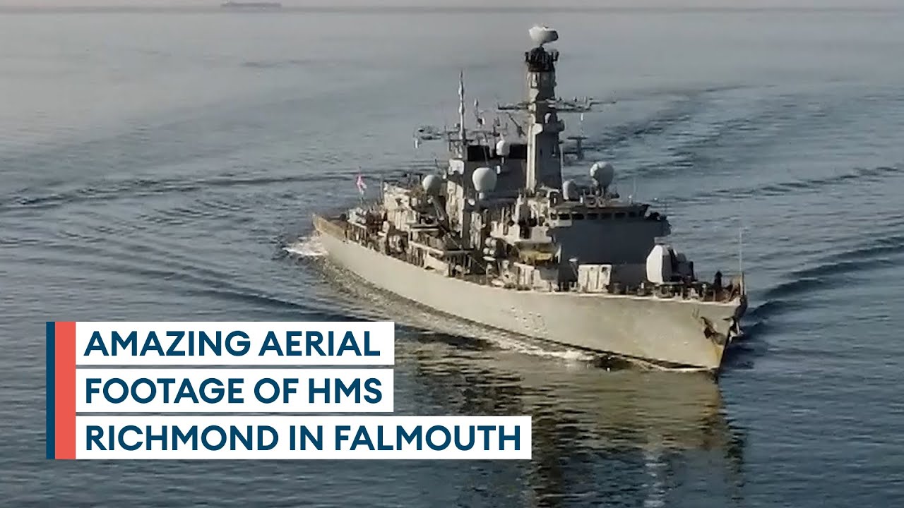 Stunning drone footage of HMS Richmond arriving in Falmouth - YouTube
