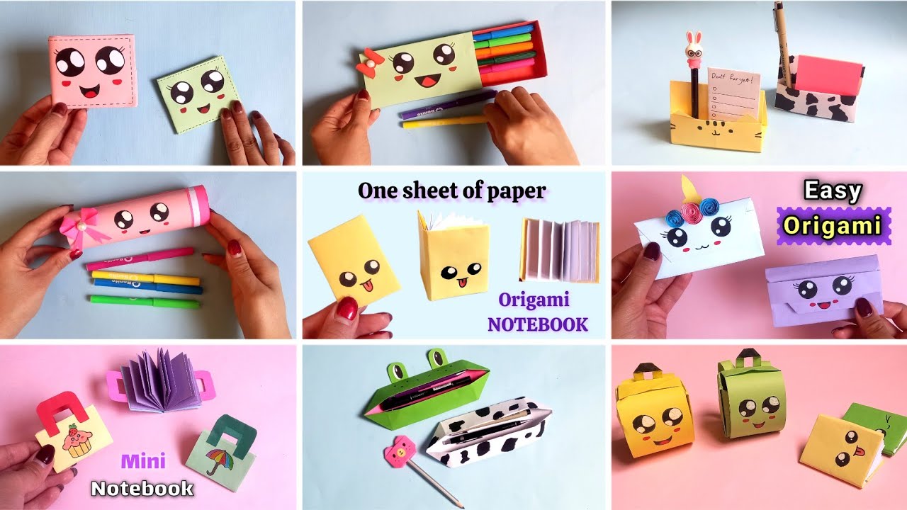 9 EASY CRAFT IDEAS | School Craft Idea / Diy Origami Craft / School ...