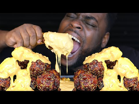 BEAST FEAST DESTROYS CHEESY KOREAN BBQ CHICKEN DRUMSTICKS MUKBANG