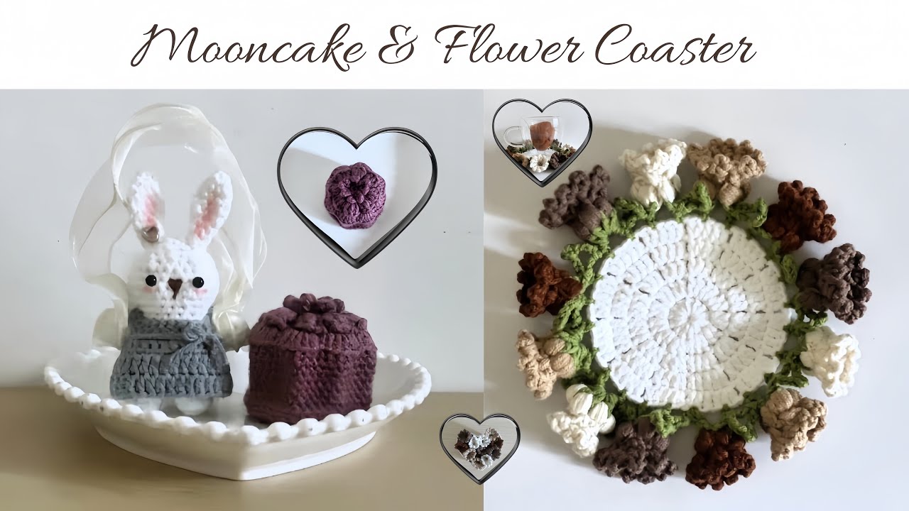 Crochet Mooncake (月餅) and Flower Coaster | Handamade Miniature and ...