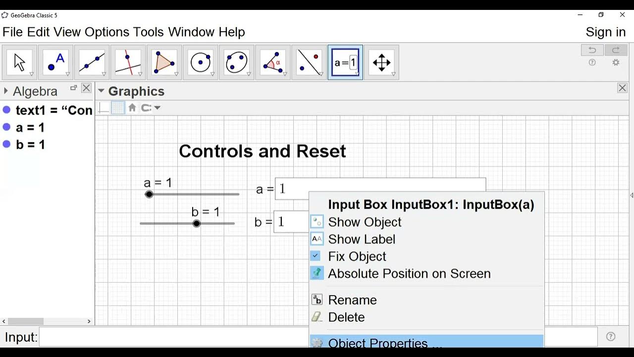 Class:12- How to create control and Reset buttons in GeoGebra. - YouTube
