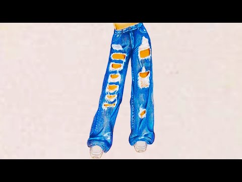 How to draw Ripped Jeans || Fashion illustration || Draw Denim Step by ...