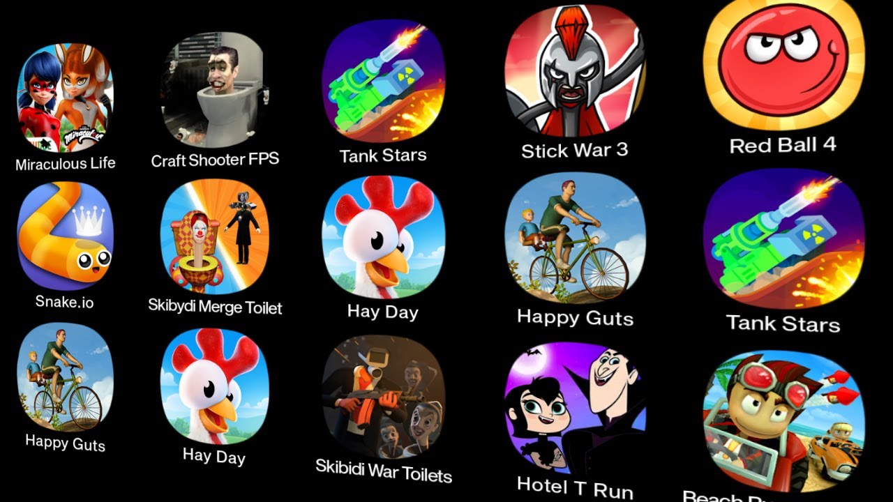 Tank Stars,Hotel T Run,Miraculous Life,Snake.io,Happy Guts,Hay Day ...