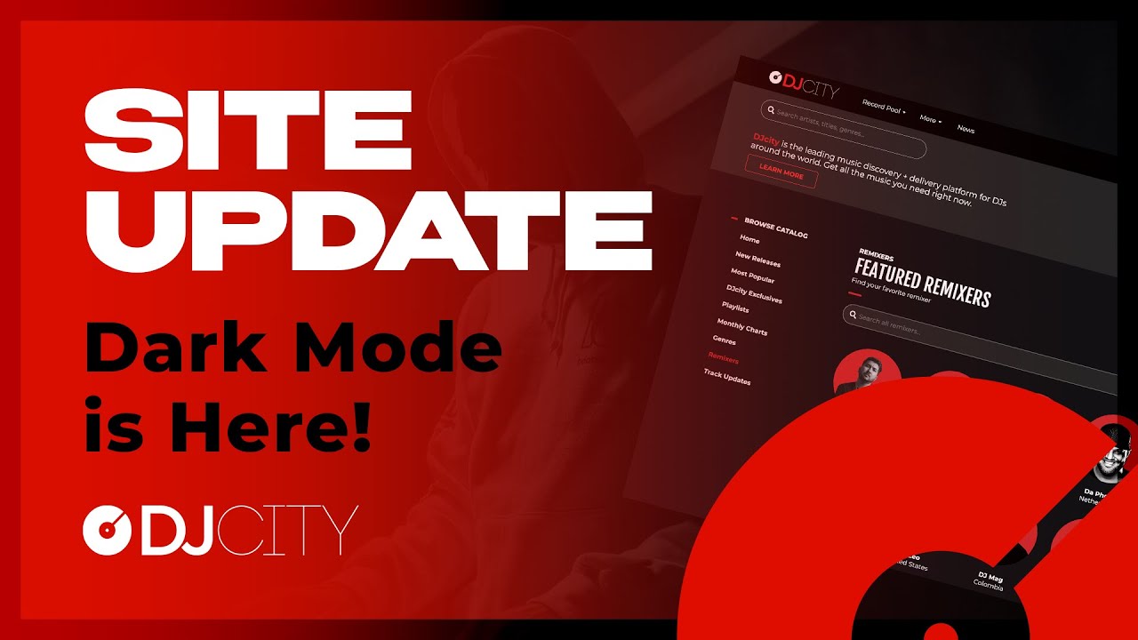 DJcity Launches Dark Mode and New Remixers Page - YouTube
