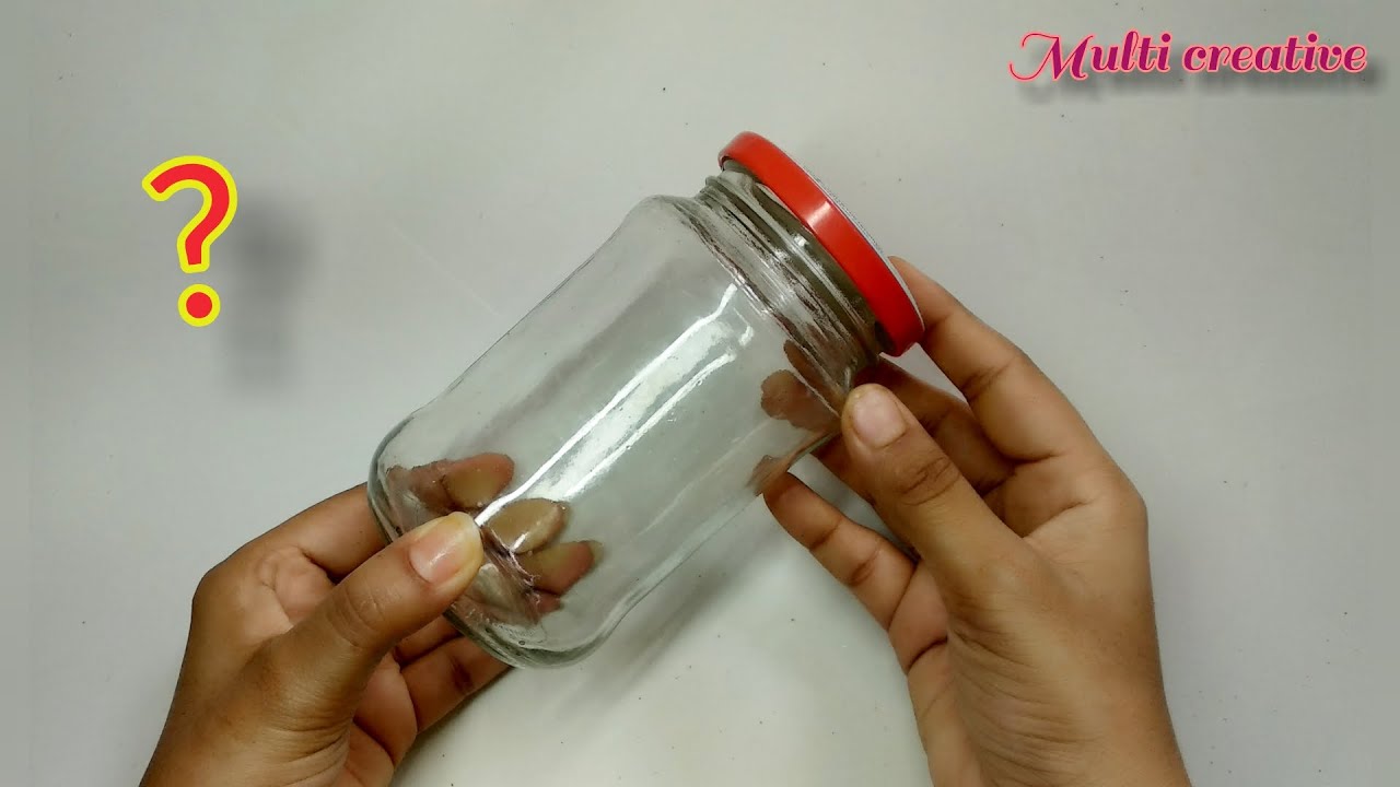 Glass bottle craft idea || paint bottle craft || jam bottle craft ideas ...