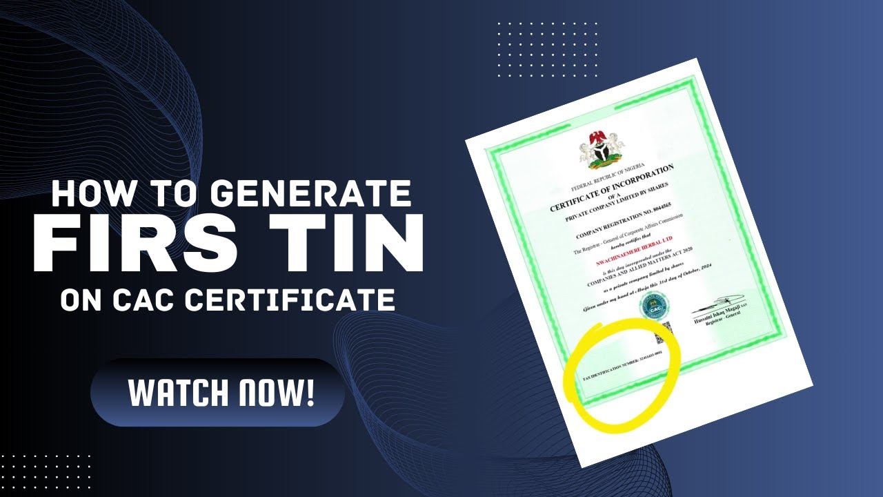How to generate FIRS TIN - YouTube