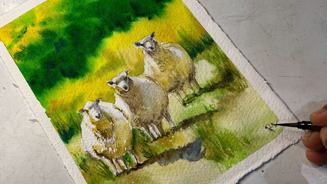 Easy Watercolor Farm Landscape Tutorial - YouTube