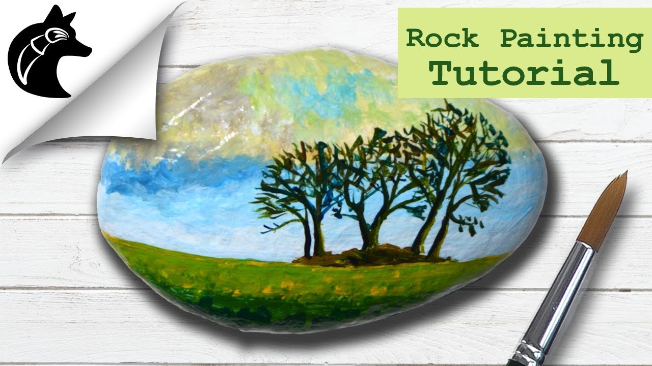 Rock Painting Tutorial For Beginners Landscape - YouTube