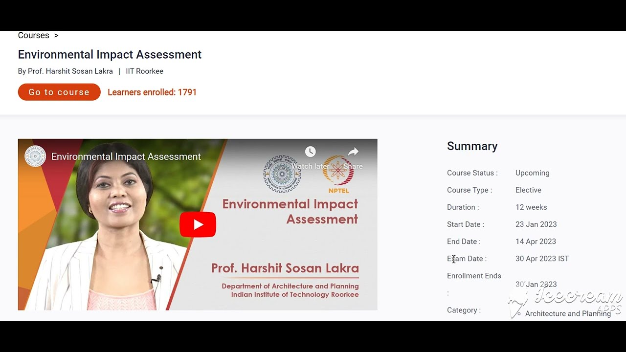ENVIRONMENTAL IMPACT ASSESSMENT WEEK 0 ASSIGNMENT ANSWERS - YouTube
