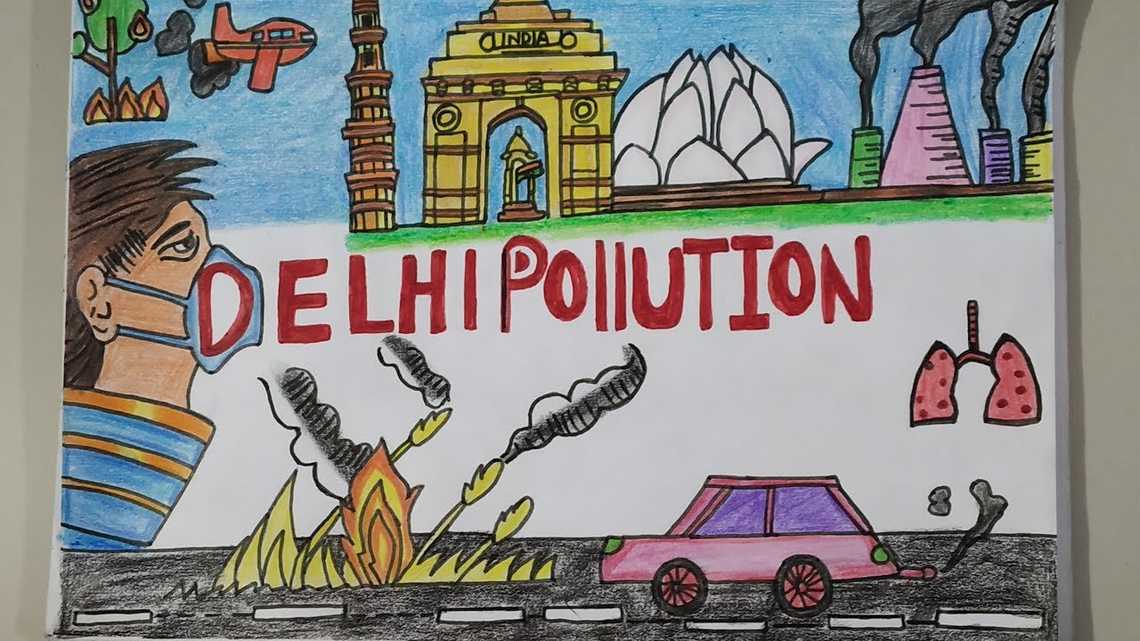How to draw environment pollution step by step | Delhi Pollution 2019 ...