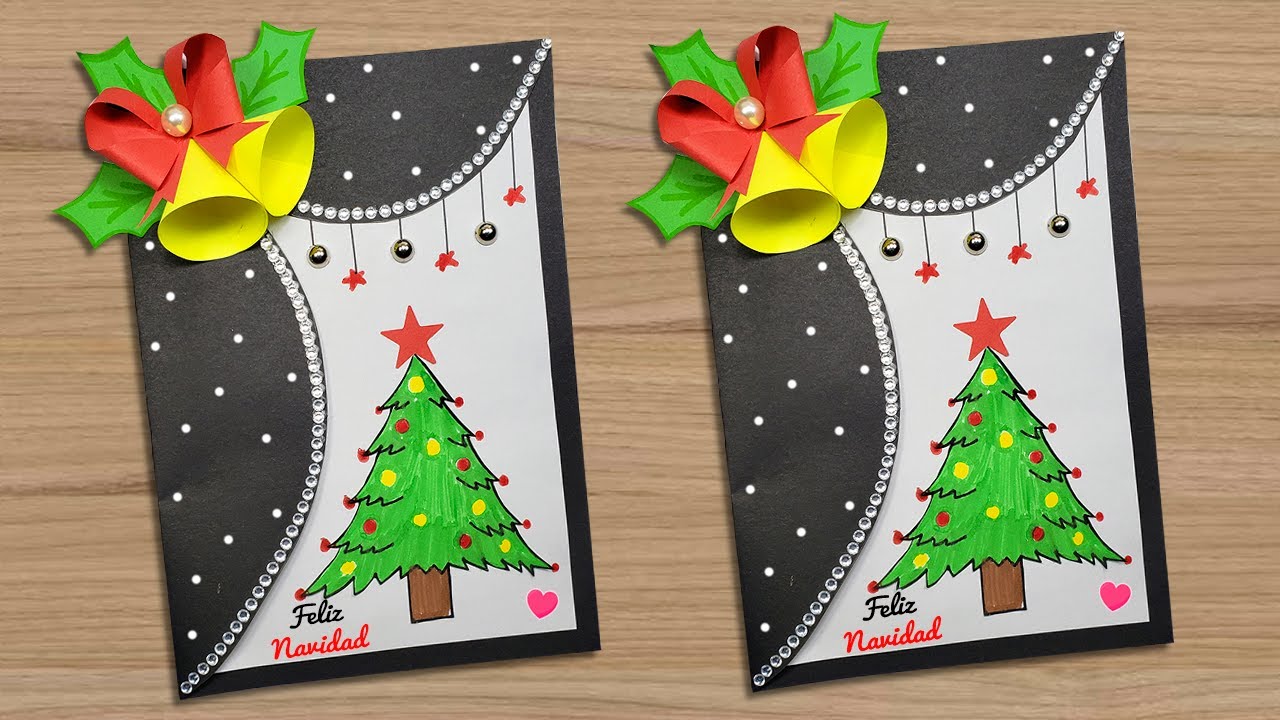 Linda Tarjeta Navideña 🥰 Tarjeta Navideña hecha a mano🎅 🥰Muy fácil!🥰 ...