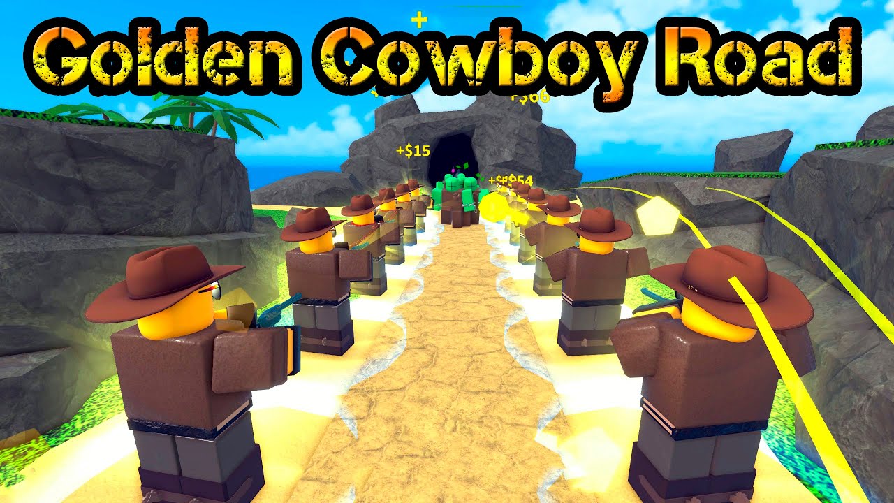 Golden Cowboy Road Roblox Tower Defense Simulator - YouTube