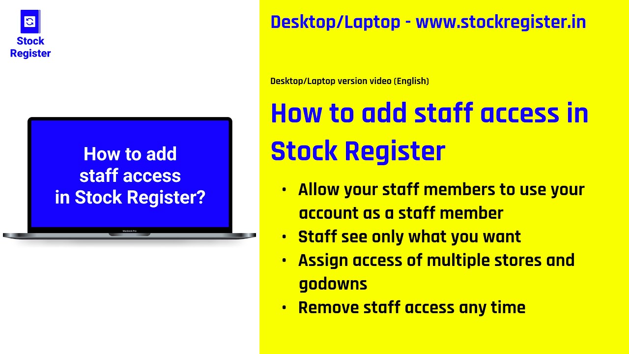 How to Add Staff Access In Stock Register | Manage Inventory of Shop ...