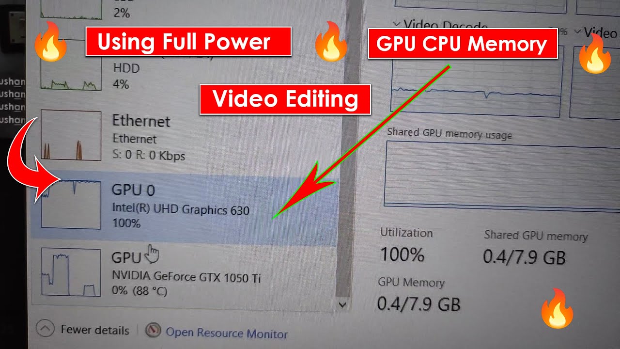 Video Rendering Using GPU CPU and Memory Video Editing Full Power ...