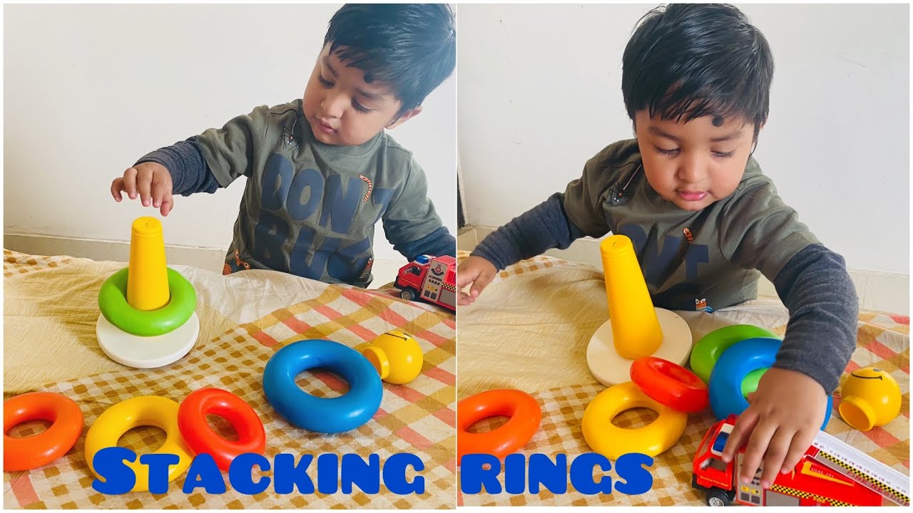 Learn Colors With Stacking Rings | 23 Months Old Baby Playing With ...