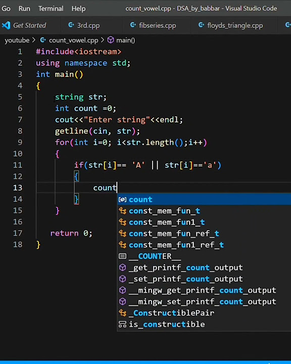Count No Of Vowels Shorts Programming Youtubeshorts Tutorial Cplusplus New Coding 