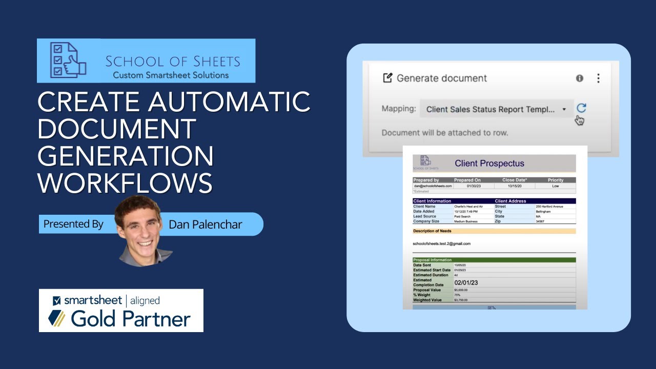 Creating An Automatic Document Generation Workflow In Smartsheet Smartsheet Tutorial Youtube