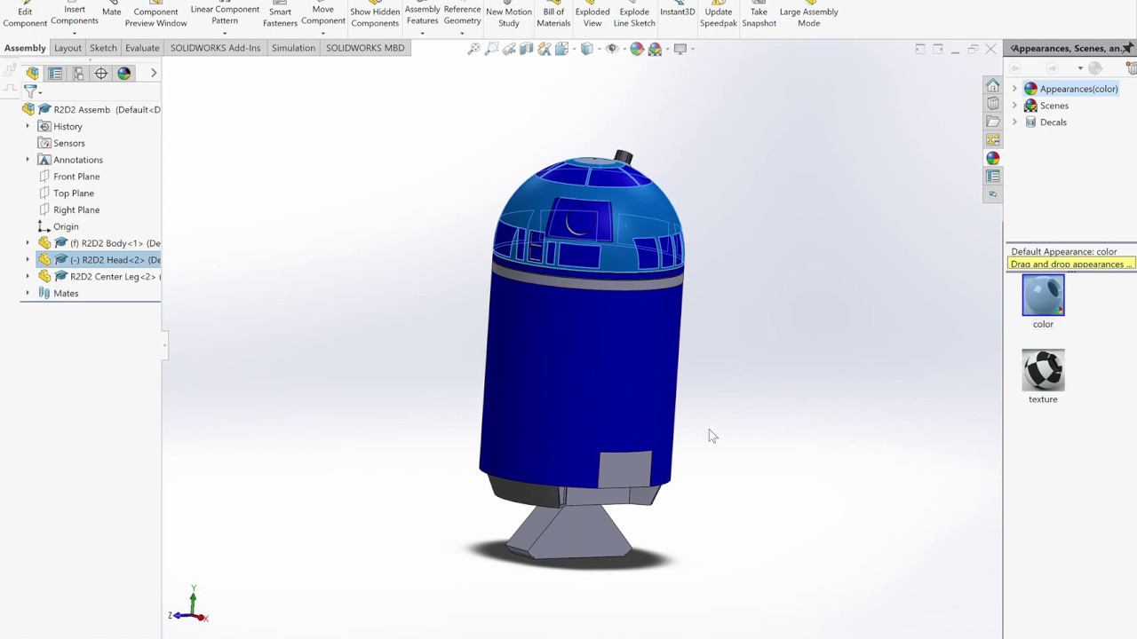 SOLIDWORKS Student Edition Academic Use Only R2D2 Assemb 6 15 2018 11 ...