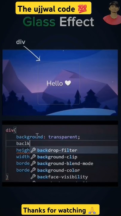 Glass effect using div tag #trending #shorts #viralvideo #coding #css #python #html #java - YouTube