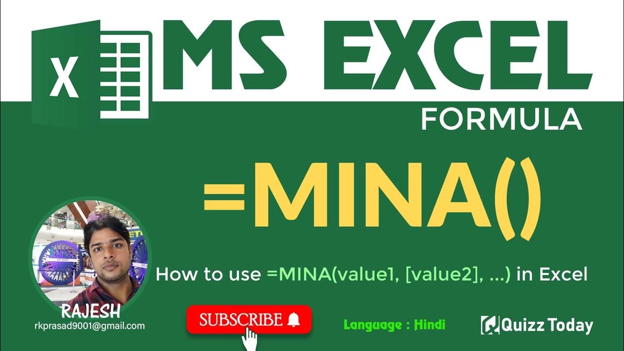 How to use MINA Function in excel in Hindi - YouTube