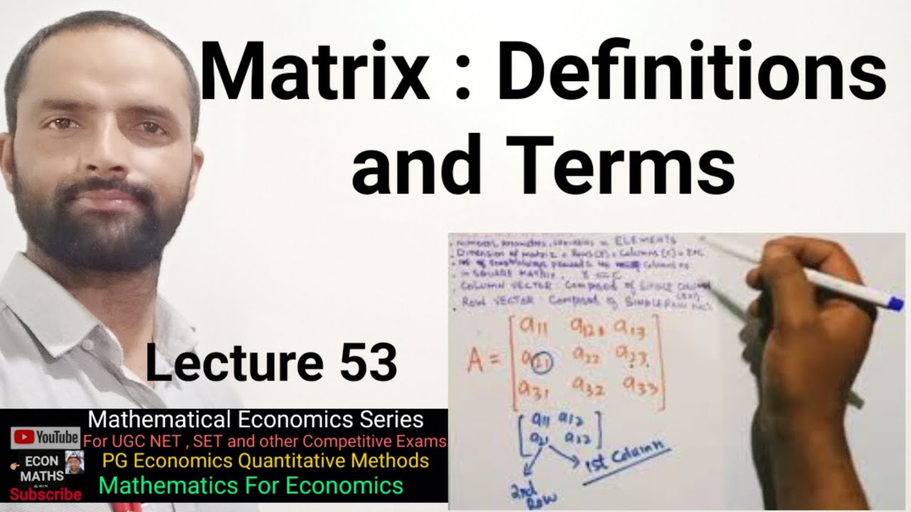 Matrix : Definitions and Terms #matrix #linear_algebra #GATE #ECONOMICS ...