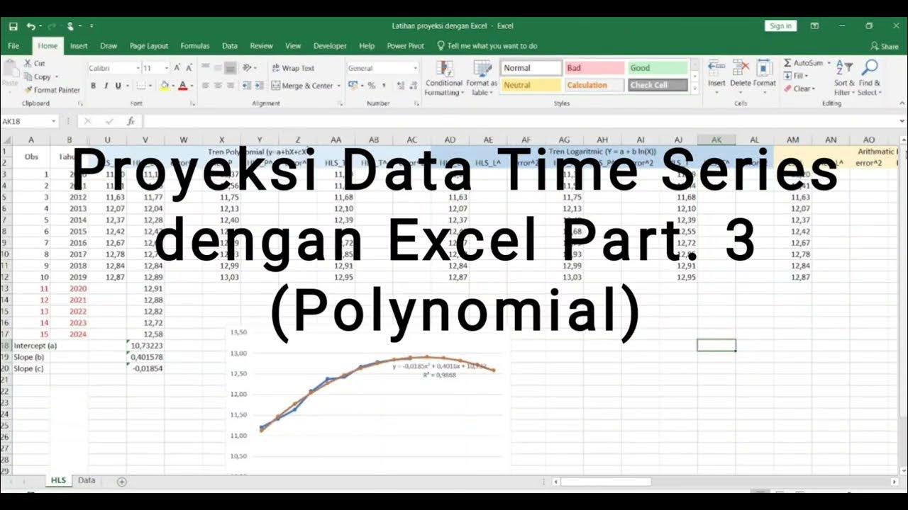 Proyeksi Data Time Series Dengan Excel Part. 3 (Tren Polynomial) - YouTube