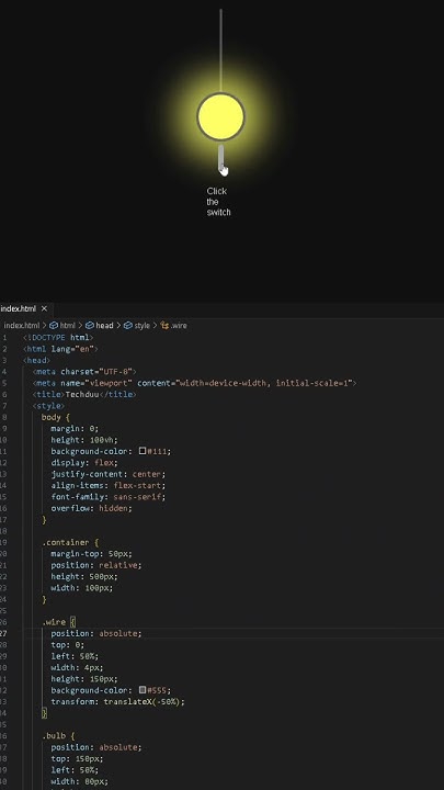 Light on/off using HTML CSS Javascript #shortvideo #english #html5 #python #htmlcoding # ...