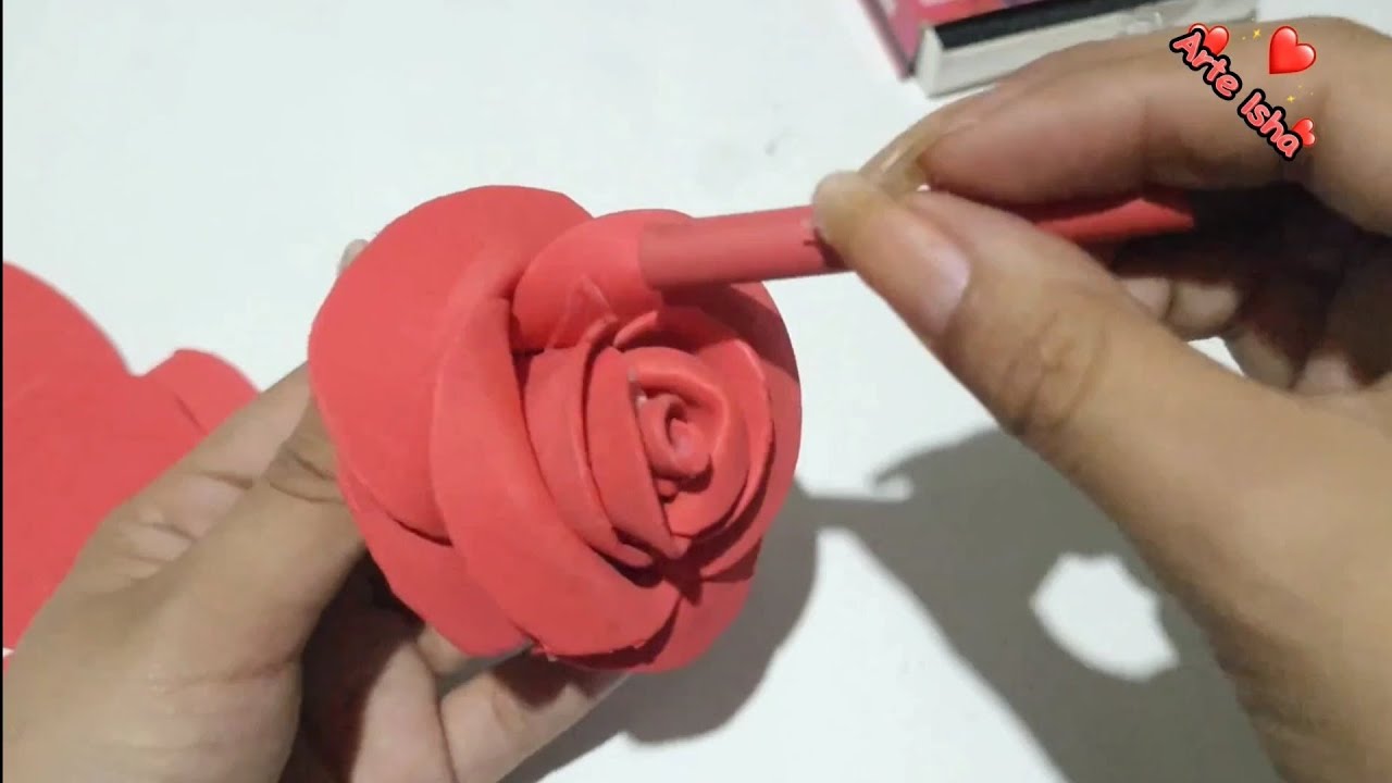 Rosa hecha con Fomi rojo, Proceso. - YouTube