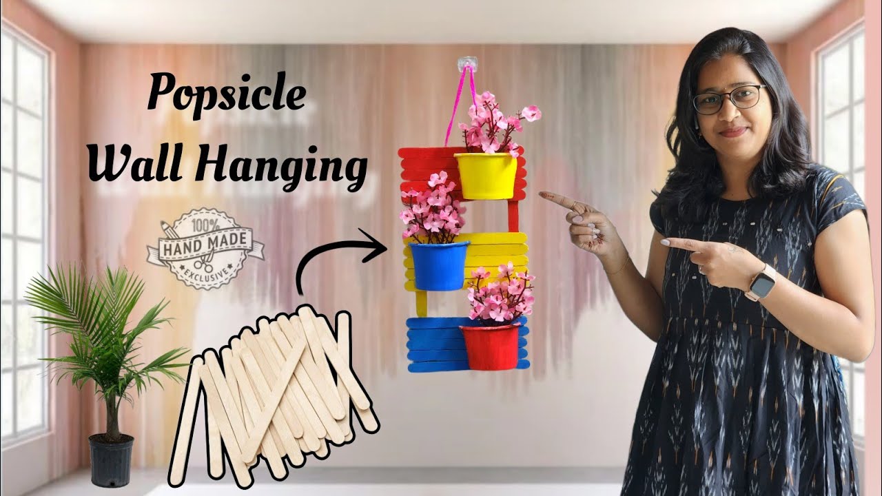 Wall Hanging Making With Popsicle Stick | DIY | Crafts | Best Out Of ...