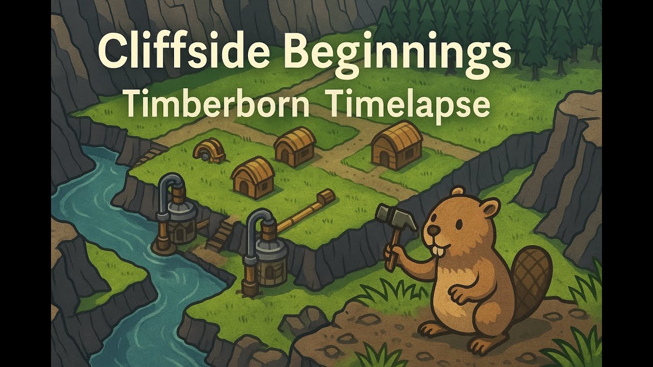 Timberborn Cliffside Map Timelapse: Folktails Early Game Build - YouTube