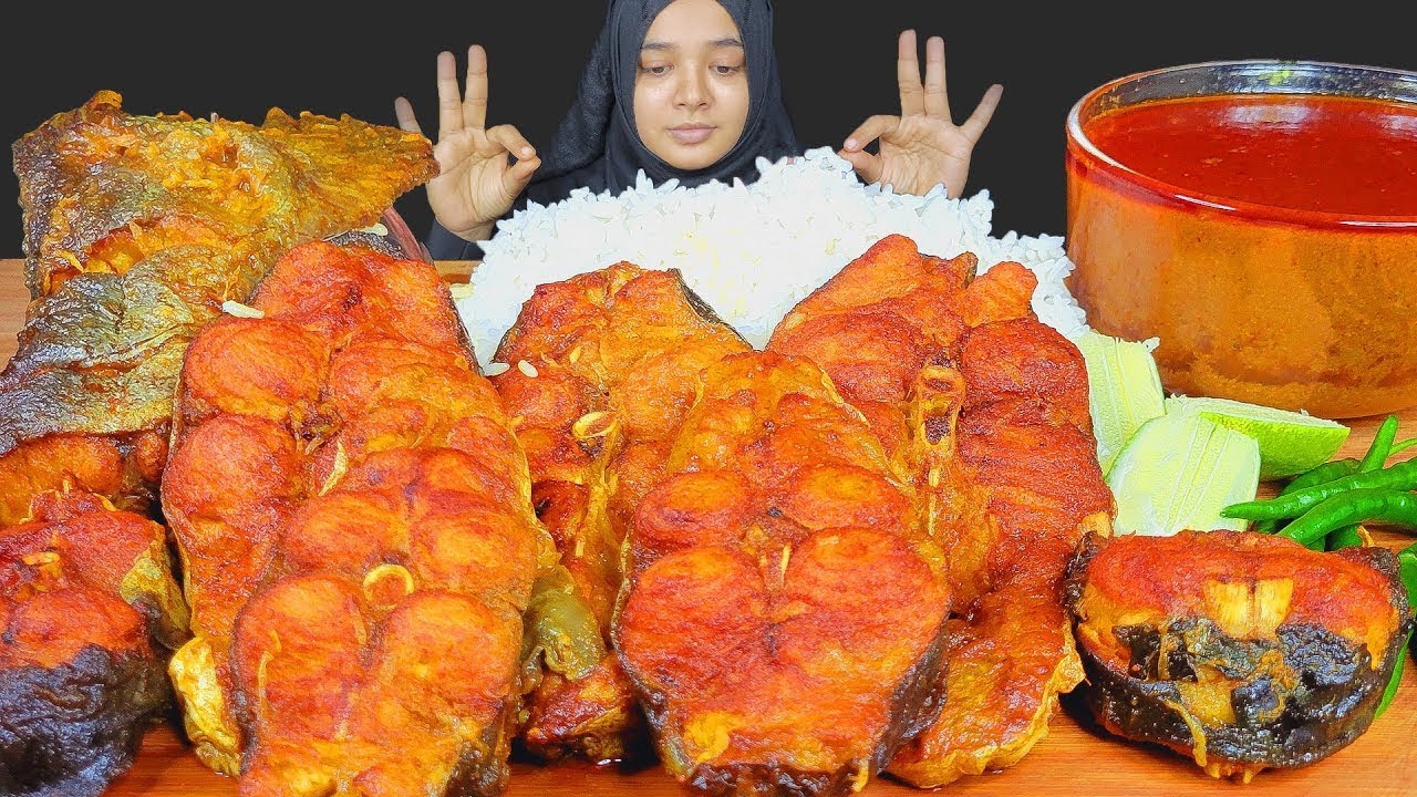 MASSIVE FISH FEAST! BIG FISH CURRY, FISH FRY, RICE ASMR MUKBANG EATING ...