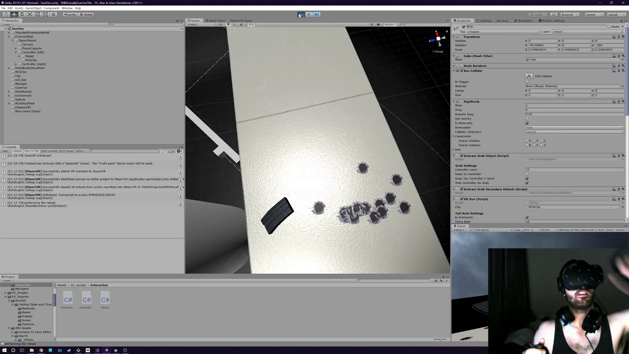 Unity VR Development Diary Part 3 (2 Handed shooting) - YouTube