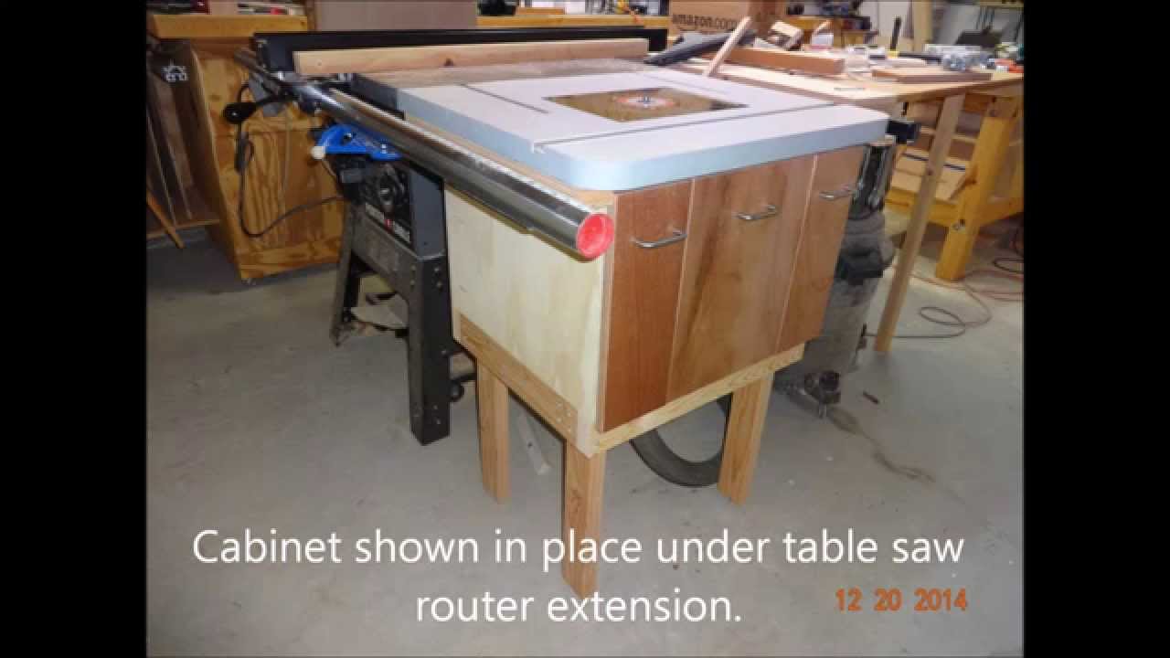 Table Saw Extension Router Cabinet - YouTube