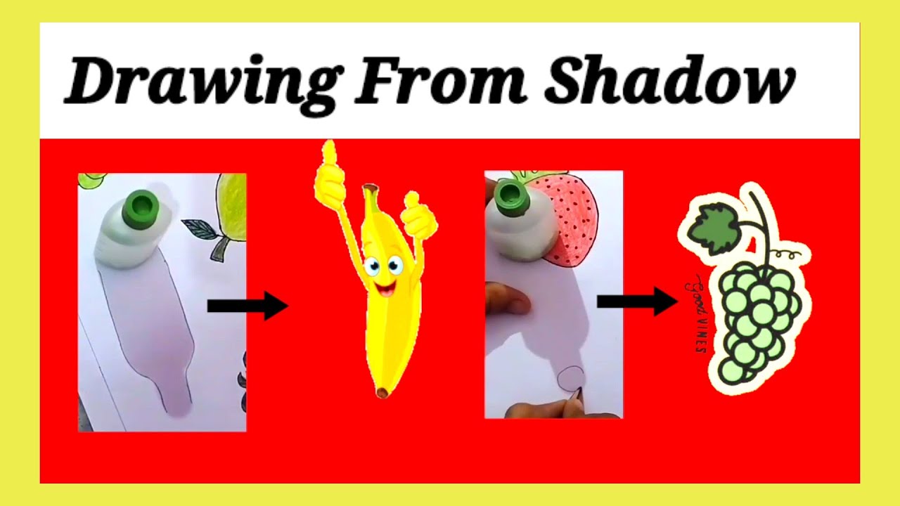 Easy Fruits Drawing from Shadow of objects//Easy Shadow drawings//How ...