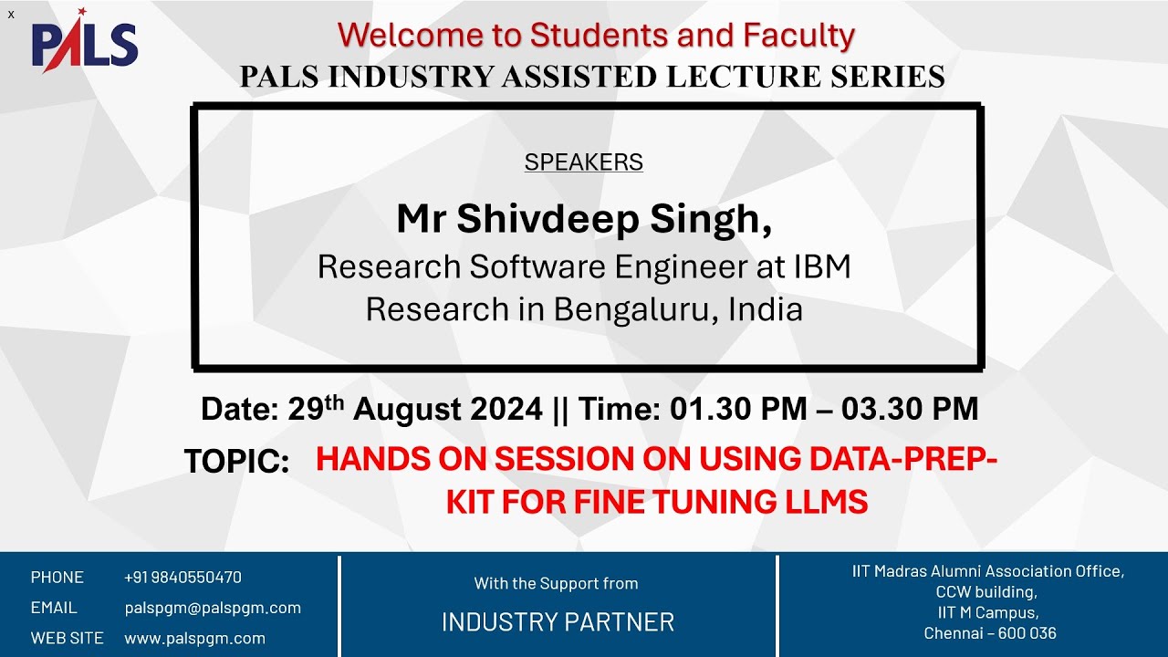 HANDS ON SESSION ON USING DATA-PREP-KIT FOR FINE TUNING LLMS - YouTube