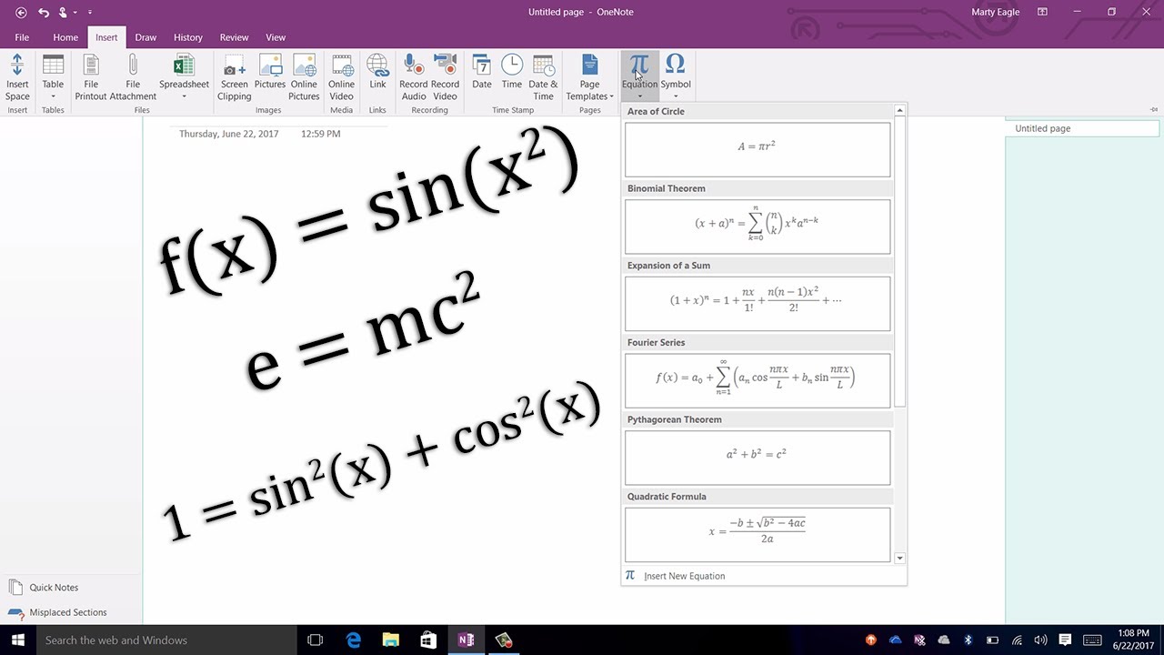 Office365 ONENOTE Inserting Math Equations YouTube office365-onenote-inserting-math-equations-youtube