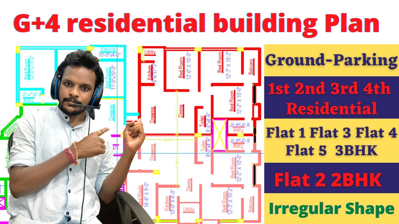 Complete G+4 residential building Plan | civil engineering plans | 20 ...