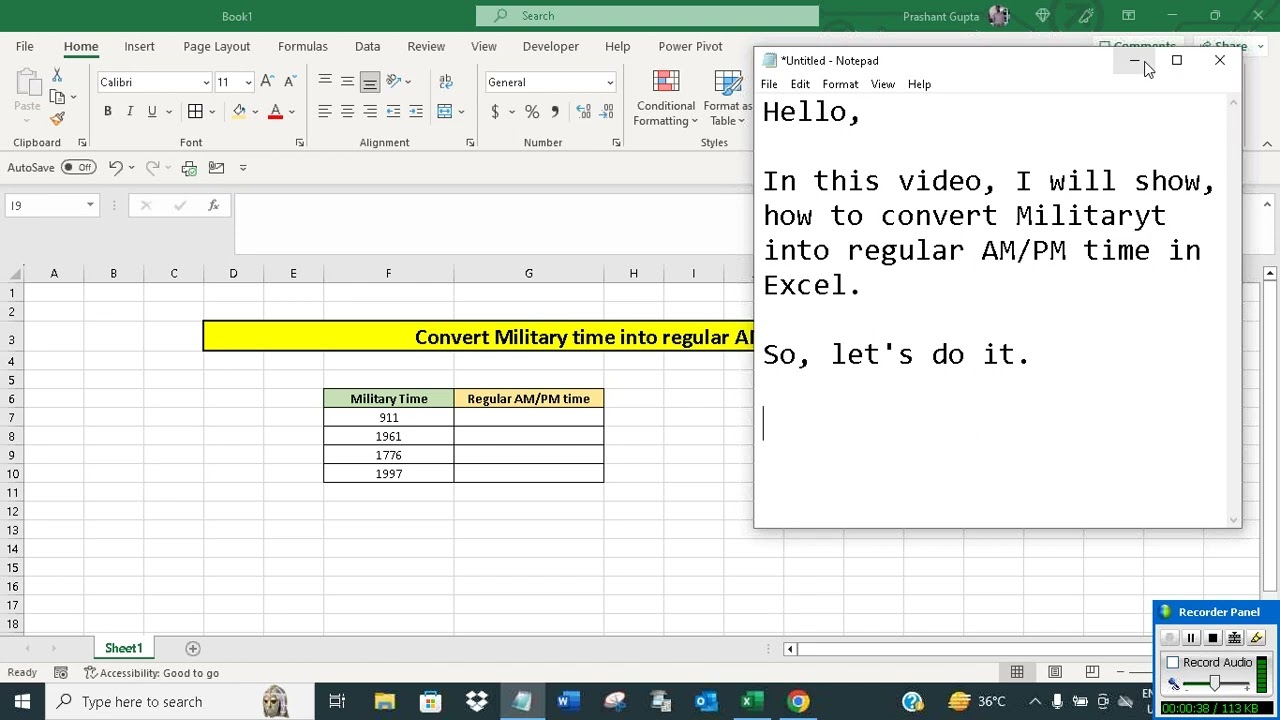 Convert Military Time Into Regular AM PM Time In Excel YouTube Convert Military Time Into Regular AM PM Time In Excel YouTube