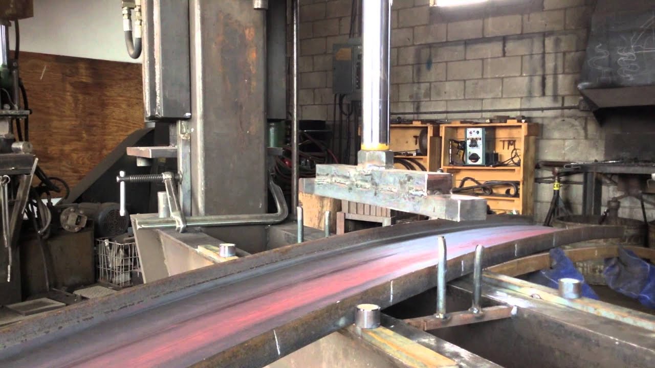 Forming stringers for a circular staircase on the hydraulic press - YouTube