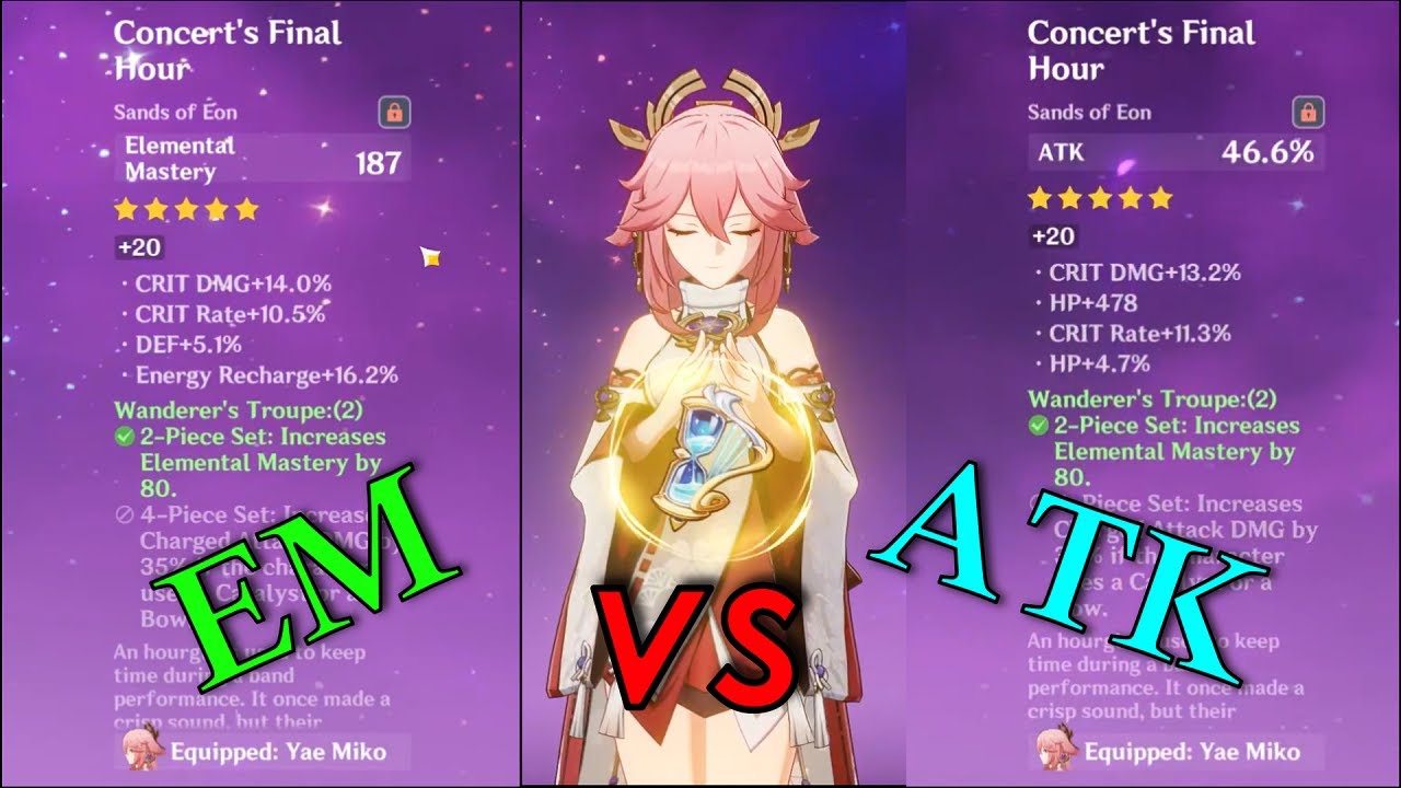 Which is better ATK sands or EM sands for Yae Miko? | Damage testing ...