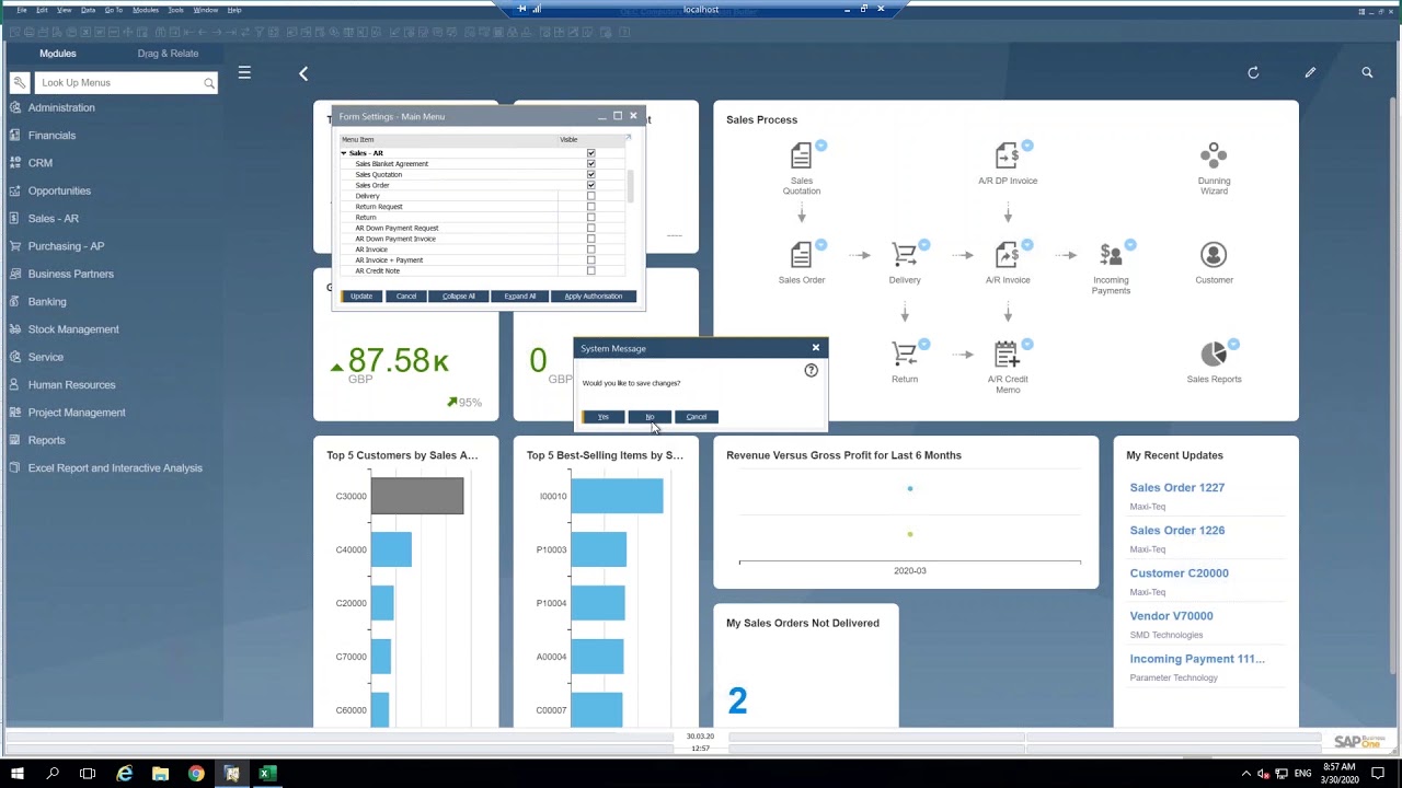How to change form settings in SAP Business One - YouTube