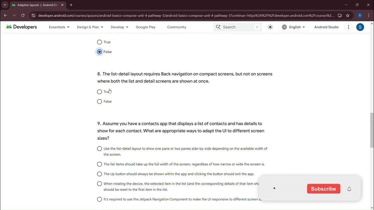 Unit - 4 Adapt for different screen sizes - Quiz || Google Android Developers - YouTube