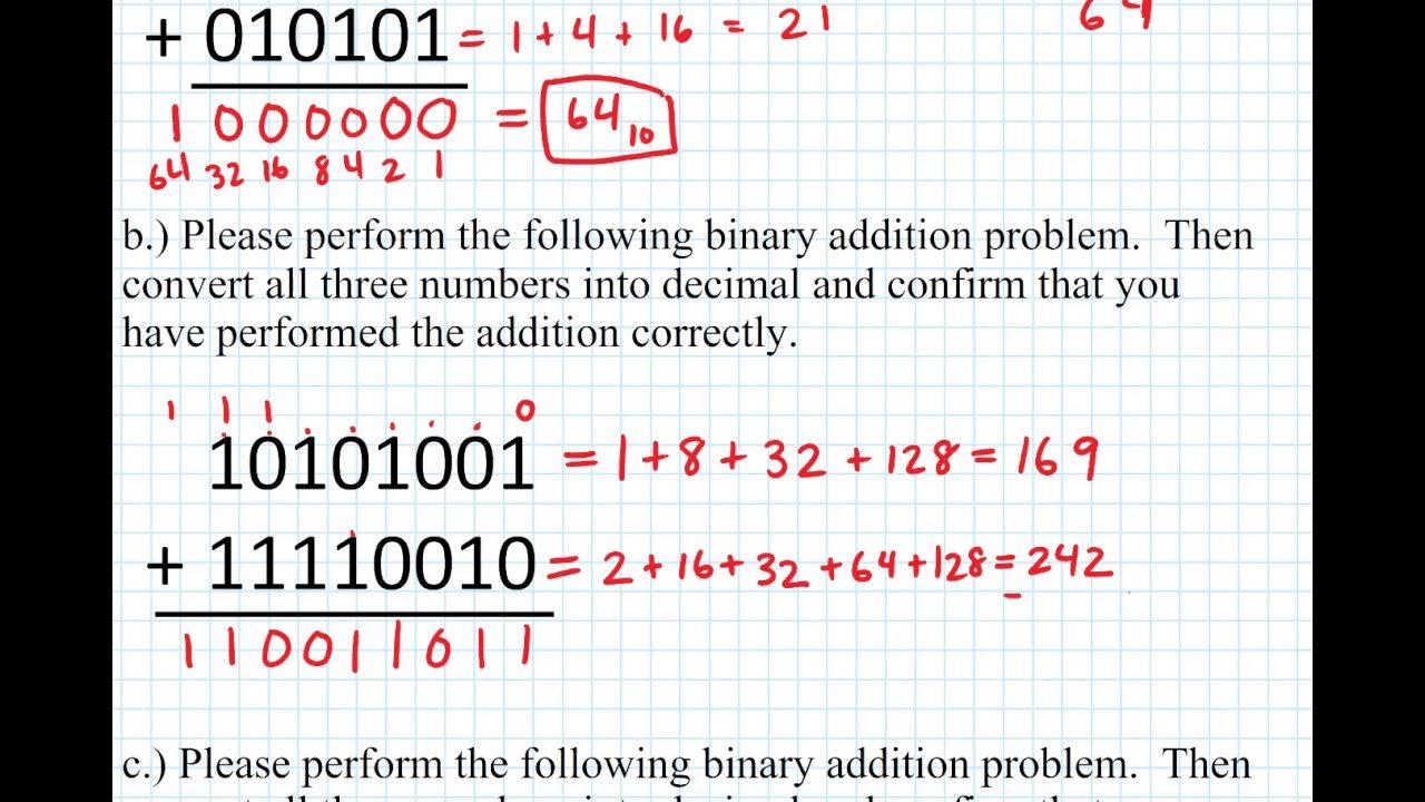 ECE 100 Binary Addition Example - YouTube