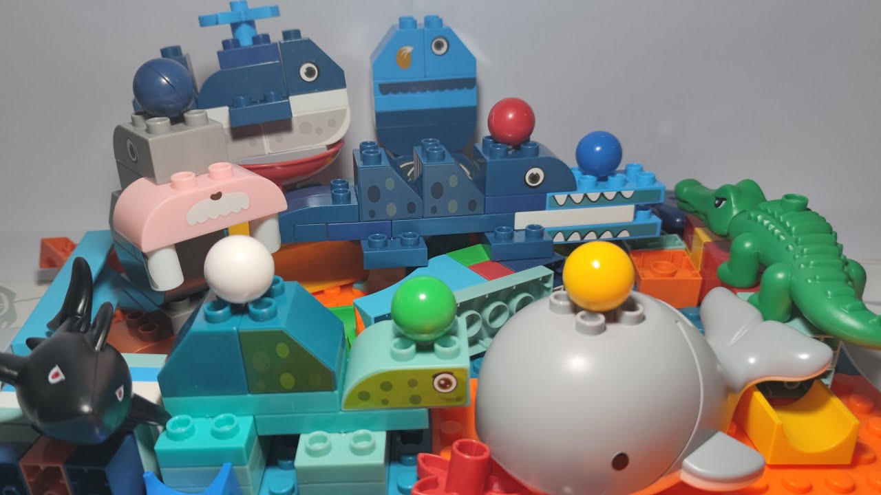 Satisfying Building Block Coaster Marble Run ASMR Sea Animal Crocodile ...