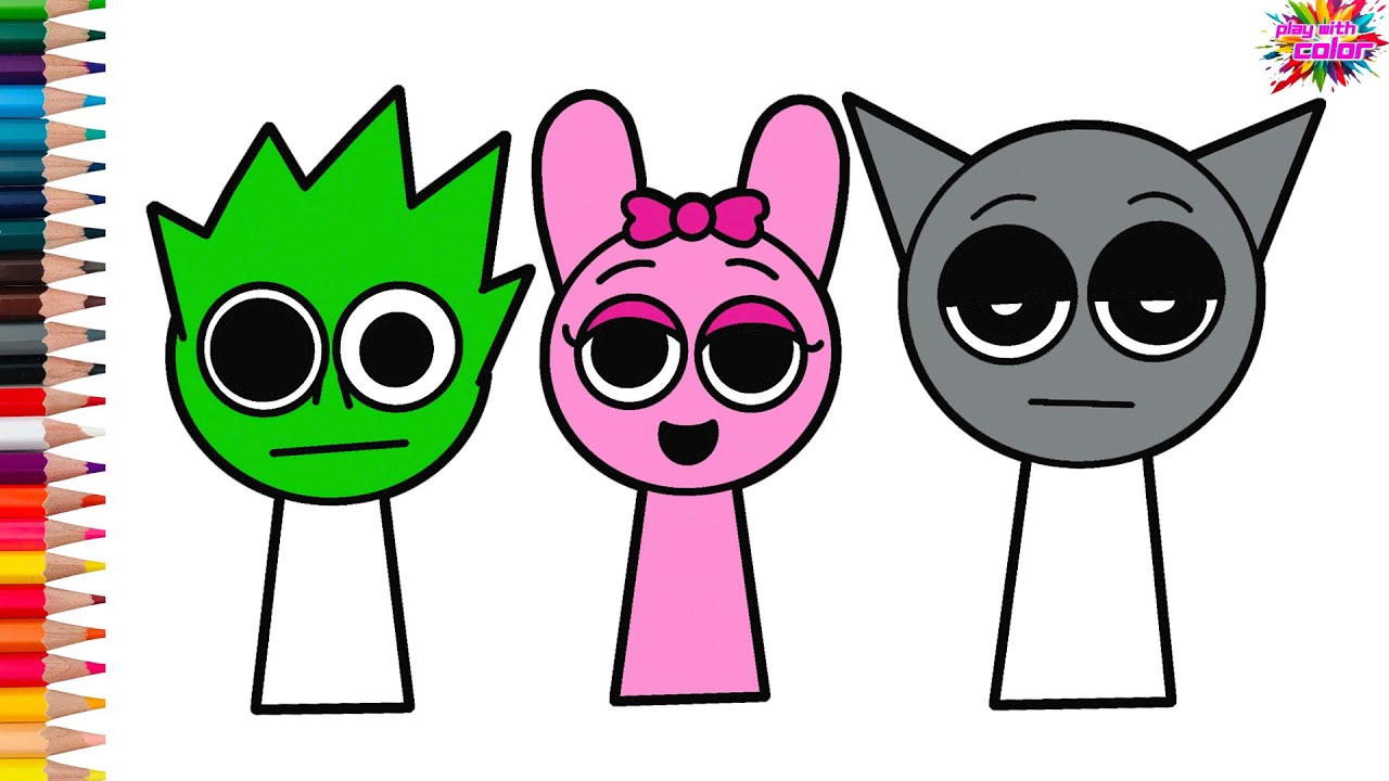 How to Draw cute Owakcx Pinki and Gray from Sprunki | Easy tutorial ...