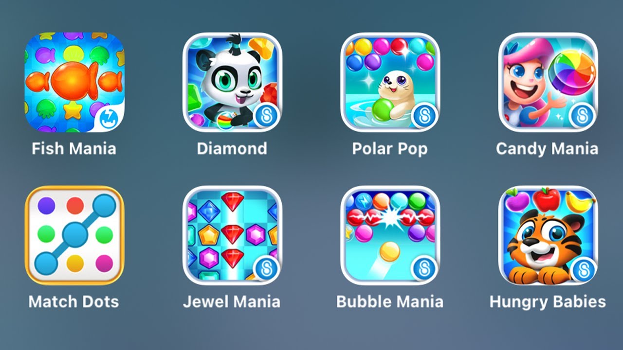 Fish Mania,Diamond,Polar Pop,Candy Mania,Match Dots,Jewel Mania,Bubble ...