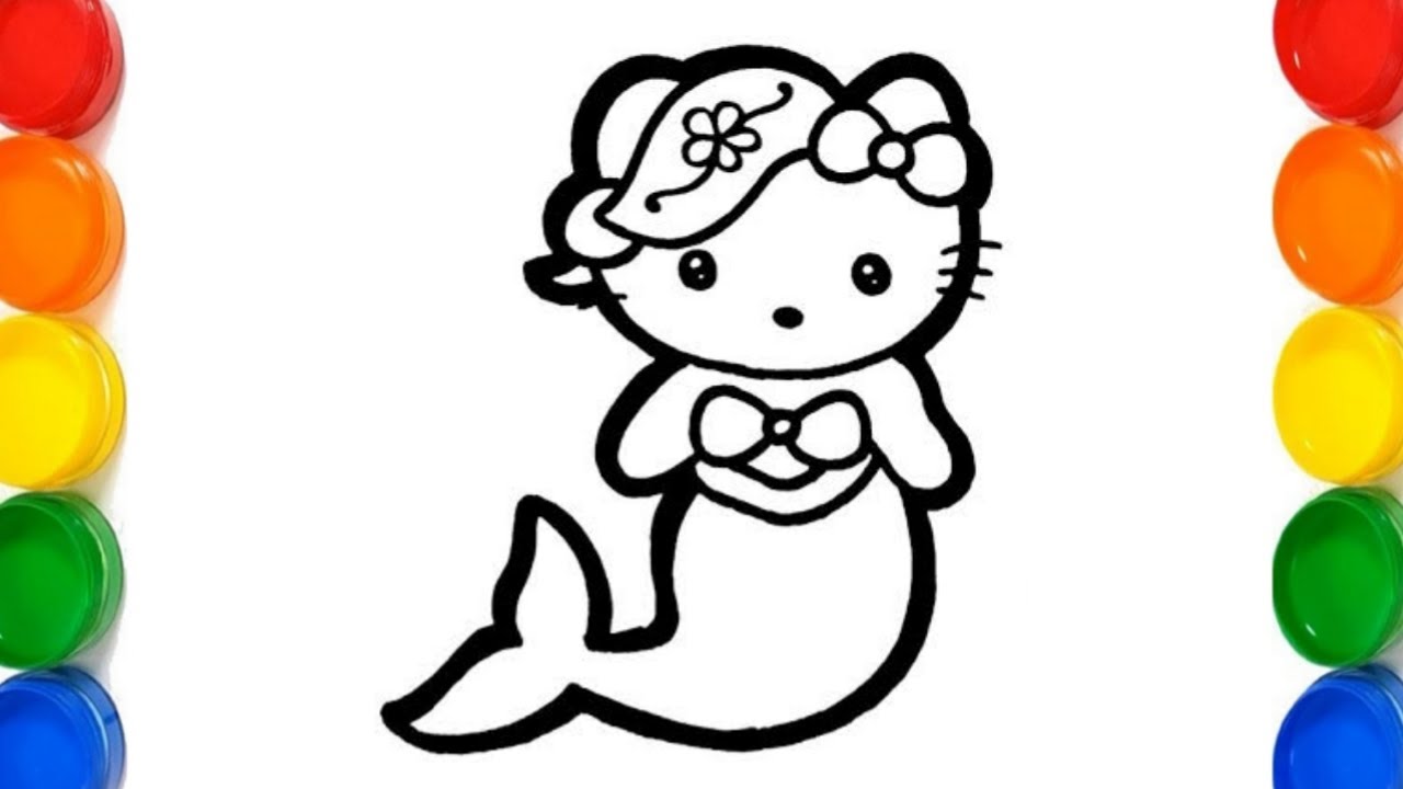 Cute Kitty 🥰 Mermaid drawing for kids* Easy Kitty mermaid drawing ...