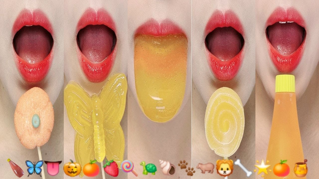 ASMR emoji Color 🧡 food mukbang eating sound - YouTube