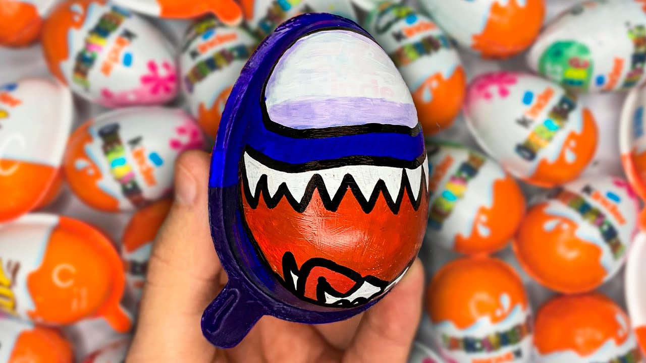 NEW! Among Us IMPOSTER Kinder Joy opening ASMR - A lot of Kinder ...